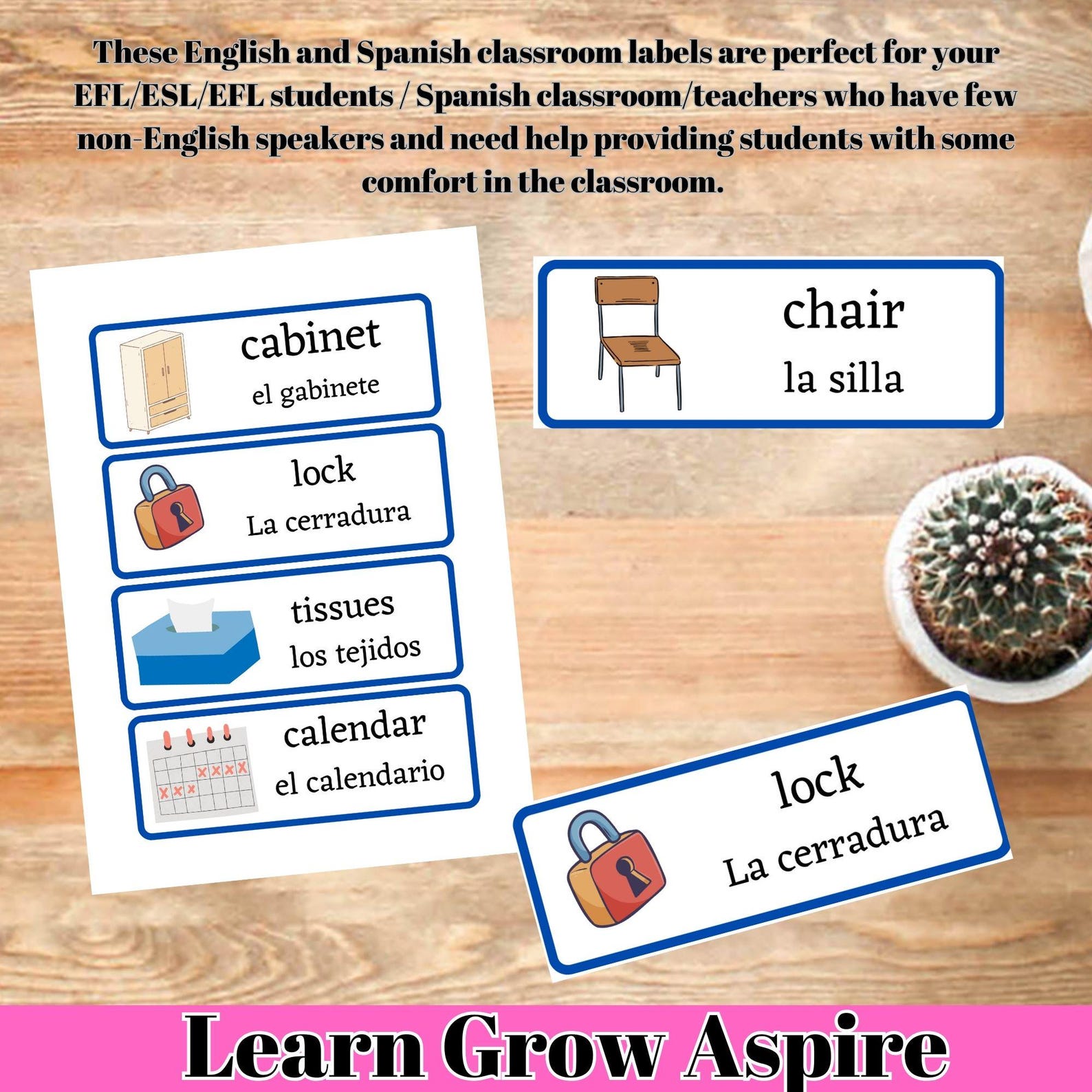 Bilingual Classroom Labels: Spanish to English Vocabulary (printable ...