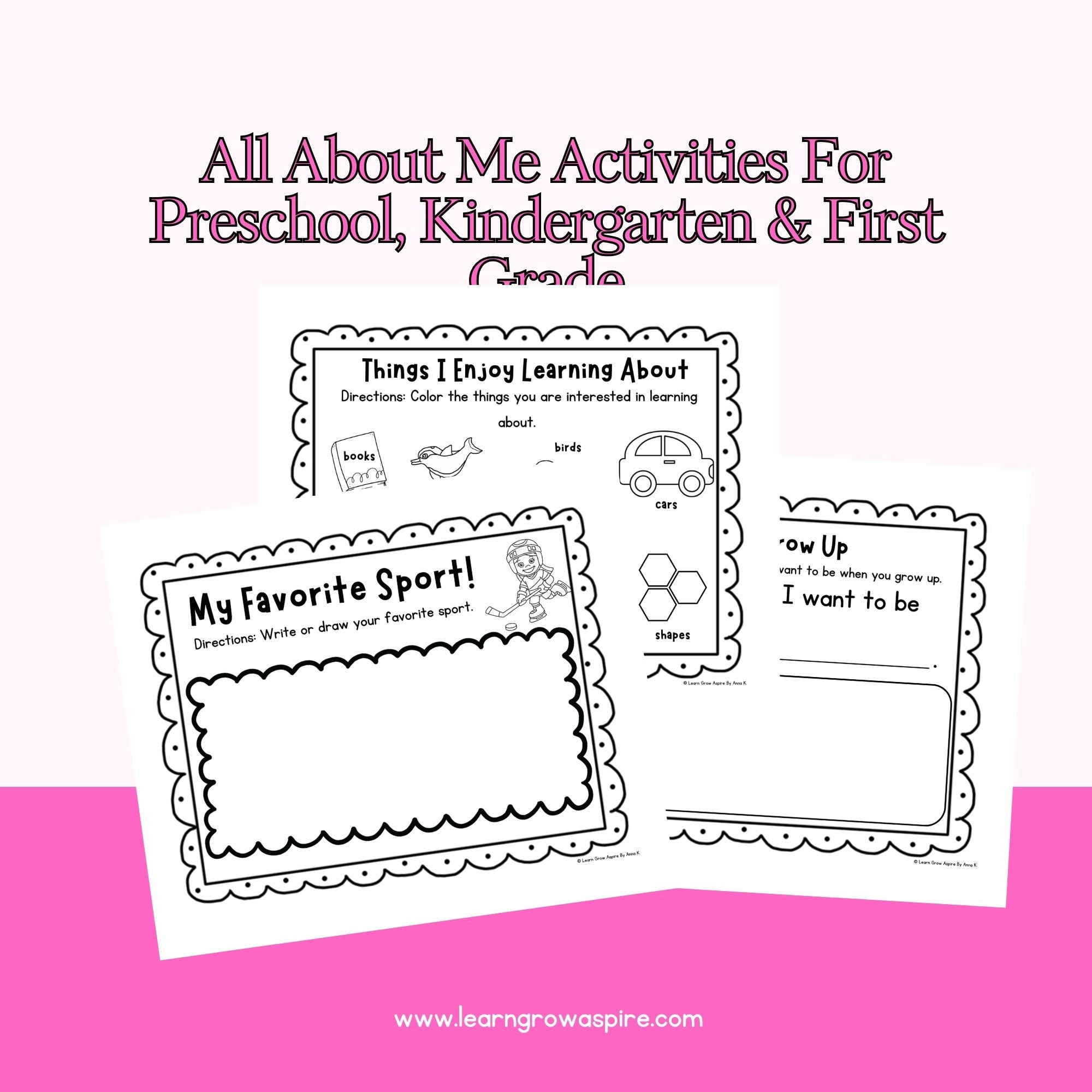 All About Me Activities for Preschool, Kindergarten & First Grade ...