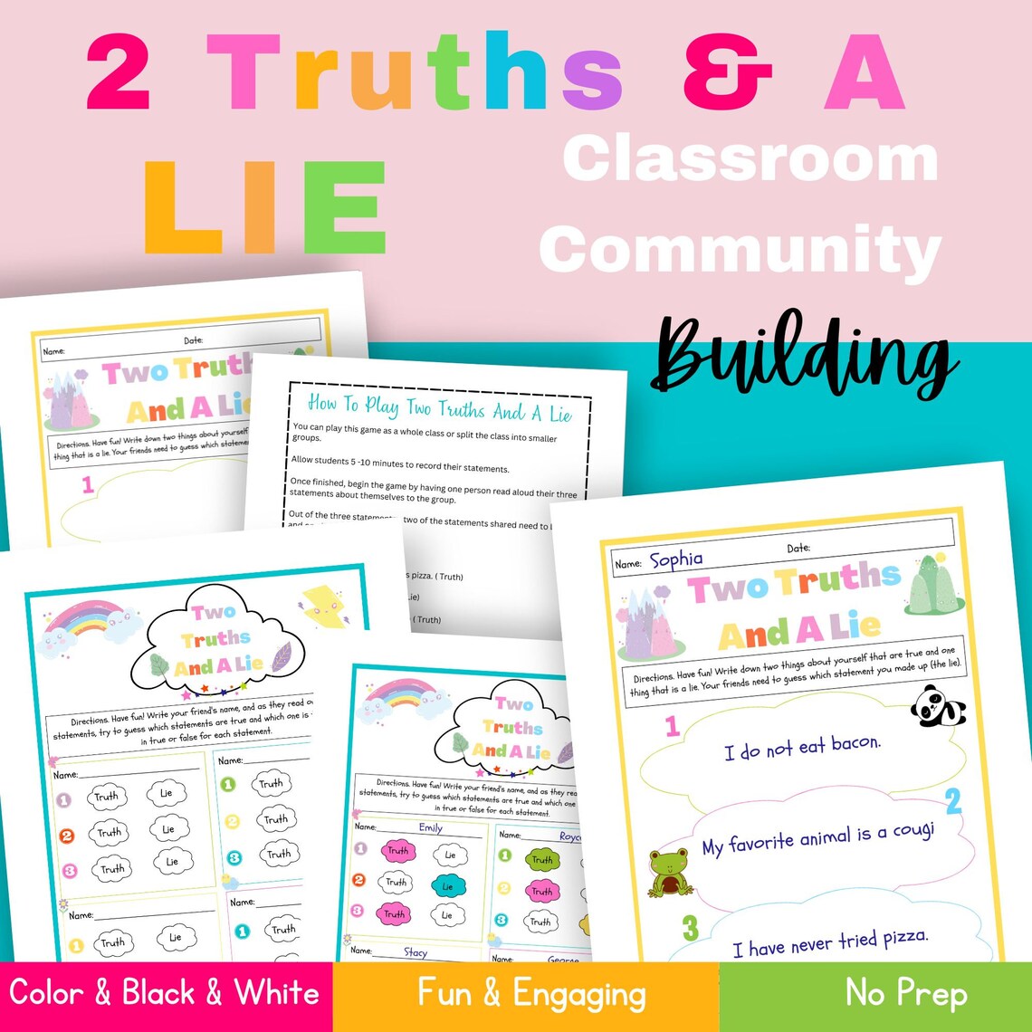 Two Truths and A Lie Game Back to School Icebreaker First - Etsy Canada