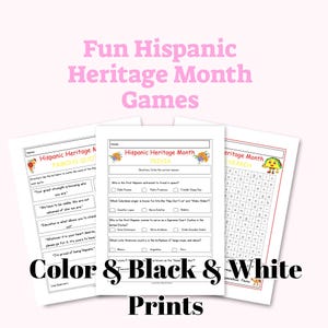 Hispanic Heritage Month Activities: Trivia, Word Search, I Spy ...