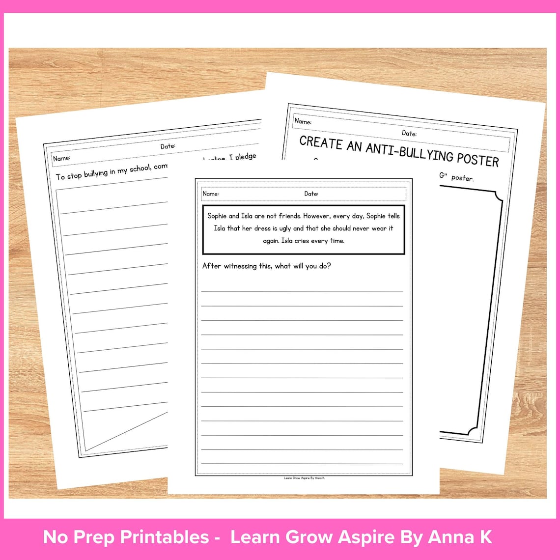 Kids Bullying Worksheets: Anti-bullying Activities (digital Download ...