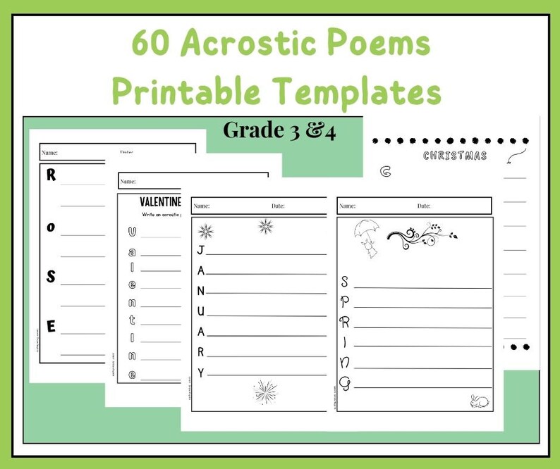 Acrostic Poems Template, Printable Acrostic Poem Templates, Acrostic ...