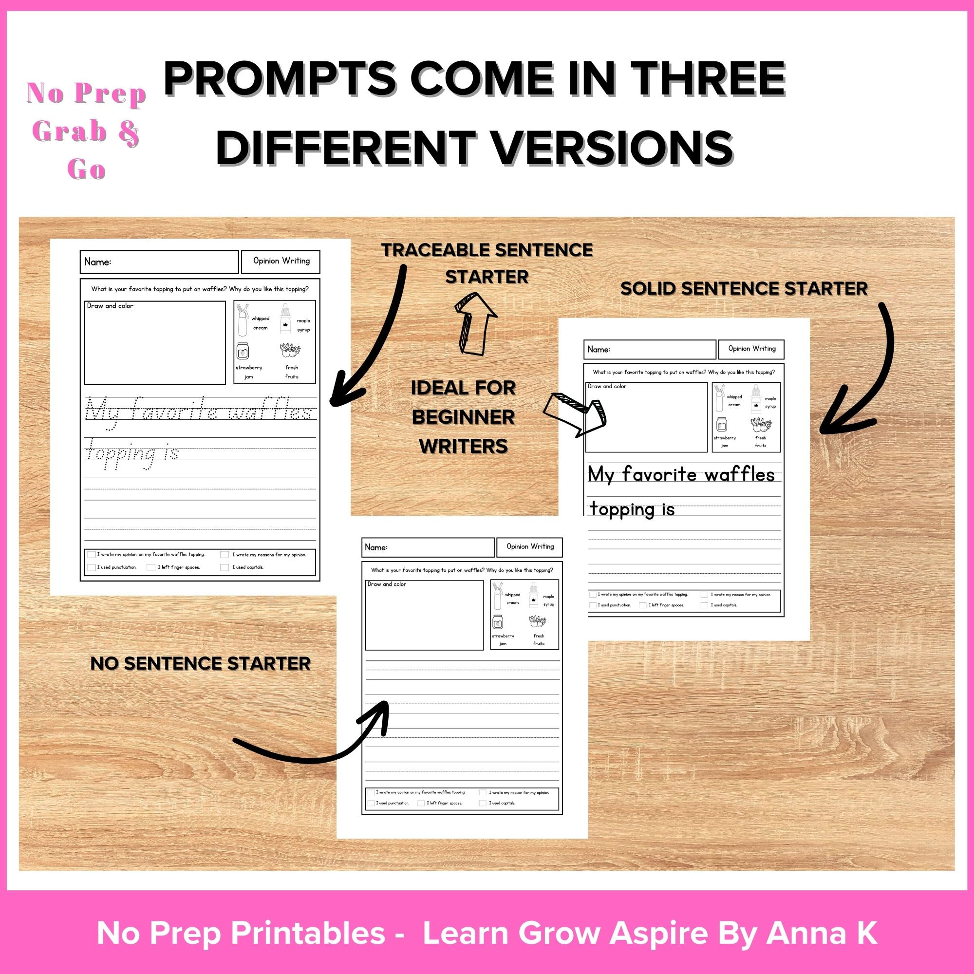 30 Opinion Writing Prompts for Kindergarten, First Grade, and Second ...