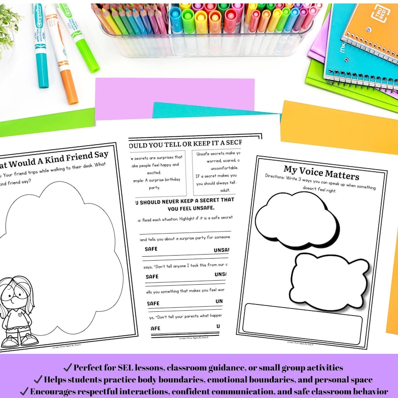 Personal Boundaries Worksheets for Kids Printable PDF Social Story ...