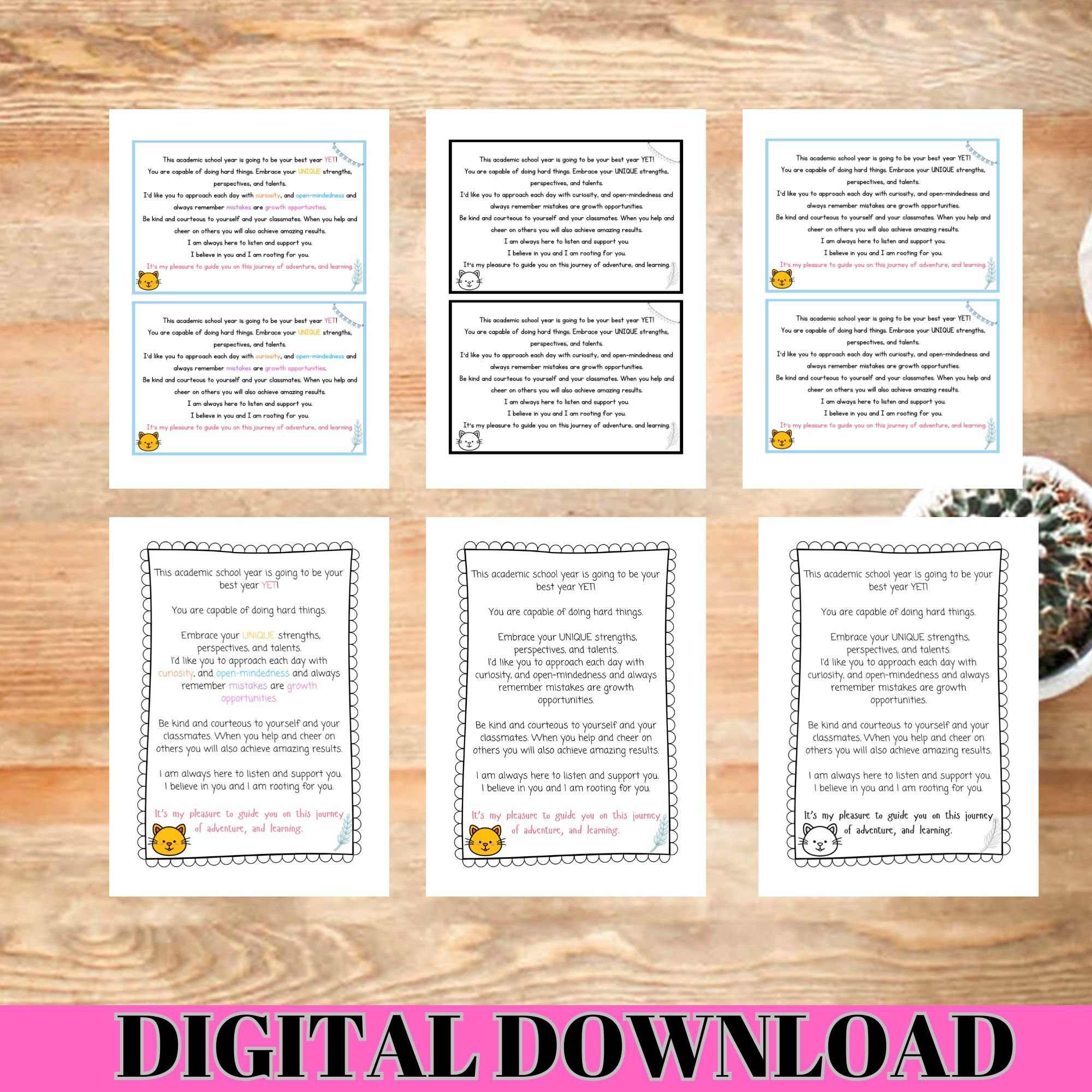 Back to School Encouragement, First Day of School Letter From Teacher ...