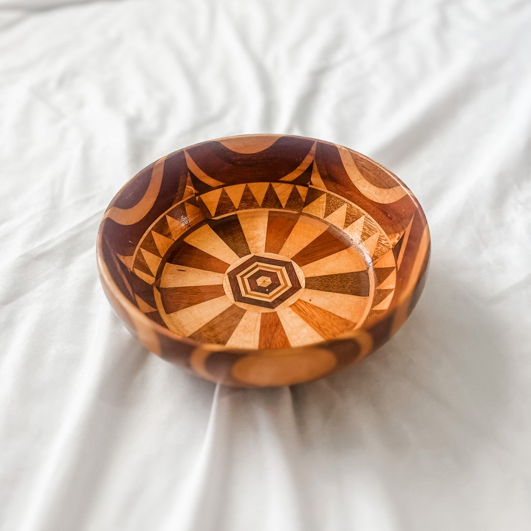 50s Mosaic Wooden Inlay Bowl / Mosaic Bowl / Decorative Wooden - Etsy