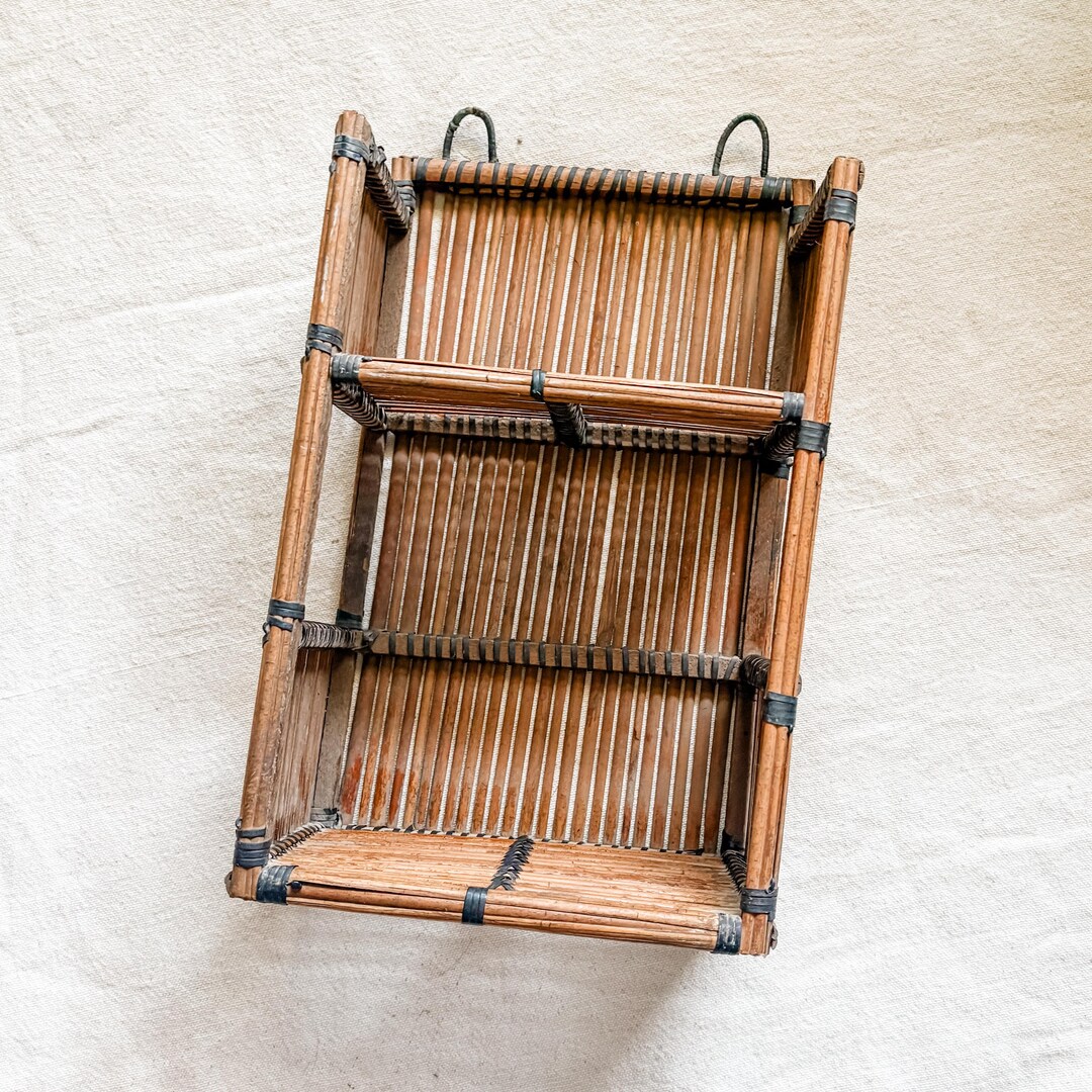 Vintage Rattan Hanging Walls Shelf / Small Rattan Shelf / Vintage ...