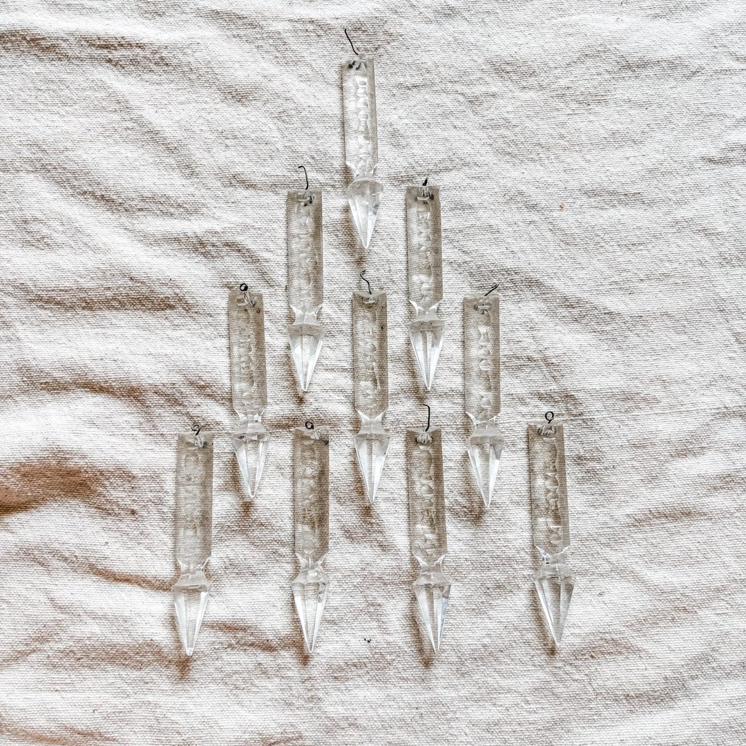 Vintage Lot of 10 Chandelier Drop Prism Crystals / Chandalier Prisms / Chandalier Crystals ...