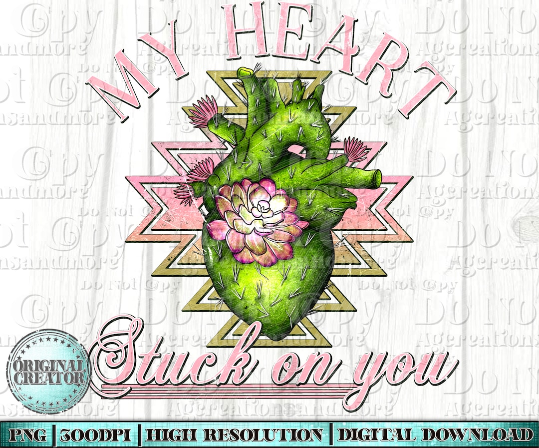Trendy Western Design Png, Heart Stuck on You Png, Sublimation Png, Dtf ...