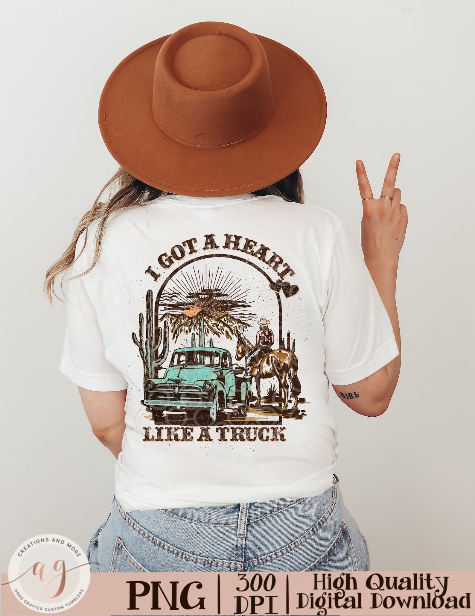 Heart Like A Truck Png, Western Sunset Cowgirl, PNG Sublimations ...