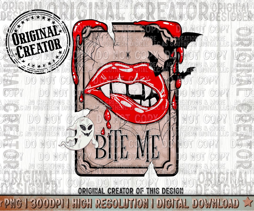 Trendy Halloween Png, Bite Me Vampire Reading Tarot Card Png, Sublimation Png, Halloween Png ...