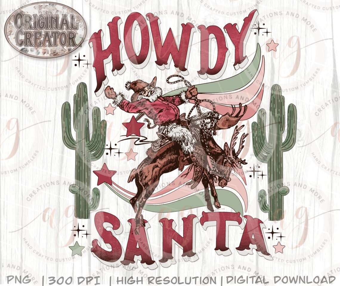 Western Christmas Png Howdy Santa Png Santa Png Cowboy - Etsy