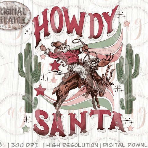 Western Christmas Png Howdy Santa Png Santa Png Cowboy - Etsy