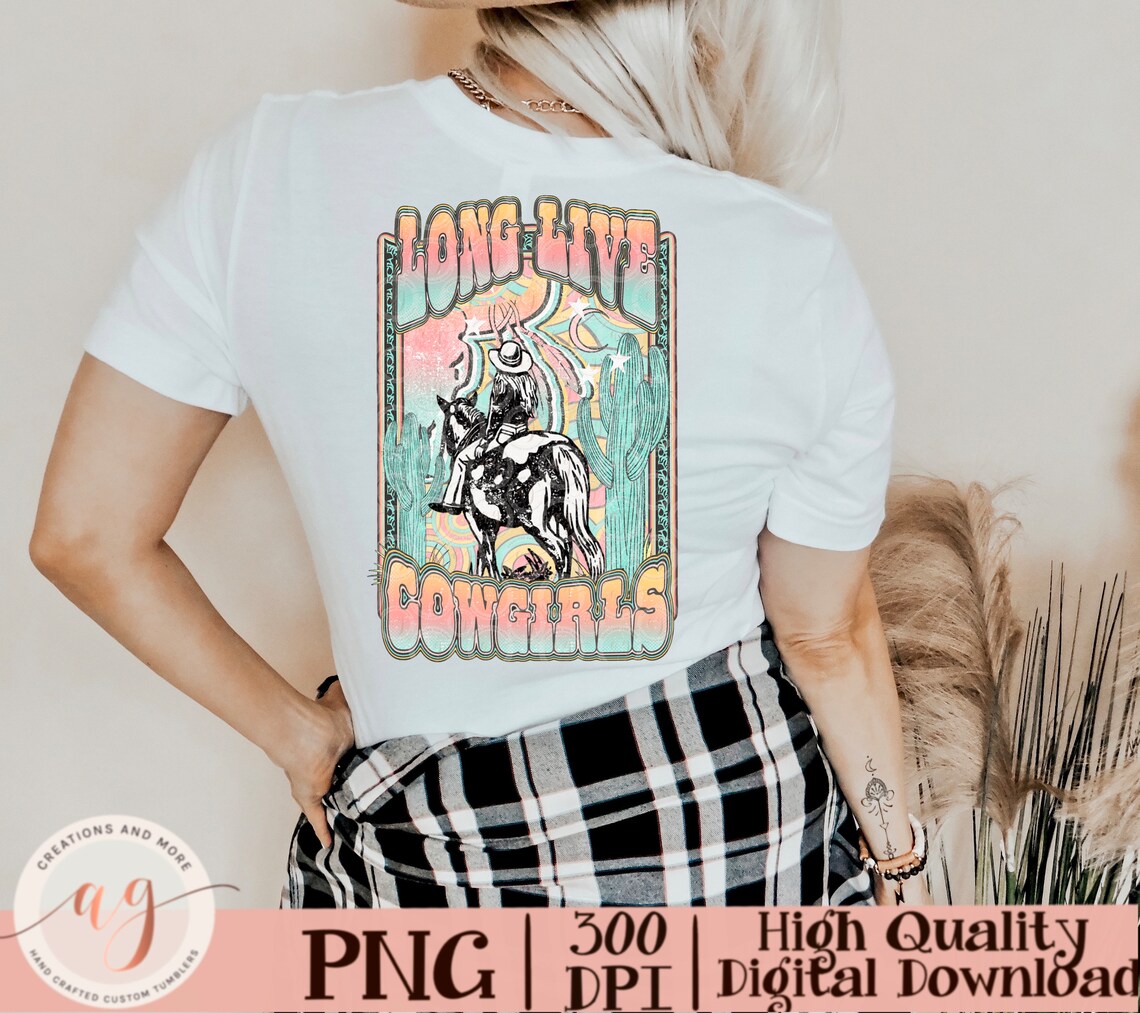 Western Long Live Cowgirls and Pocket Retro Sublimations - Etsy