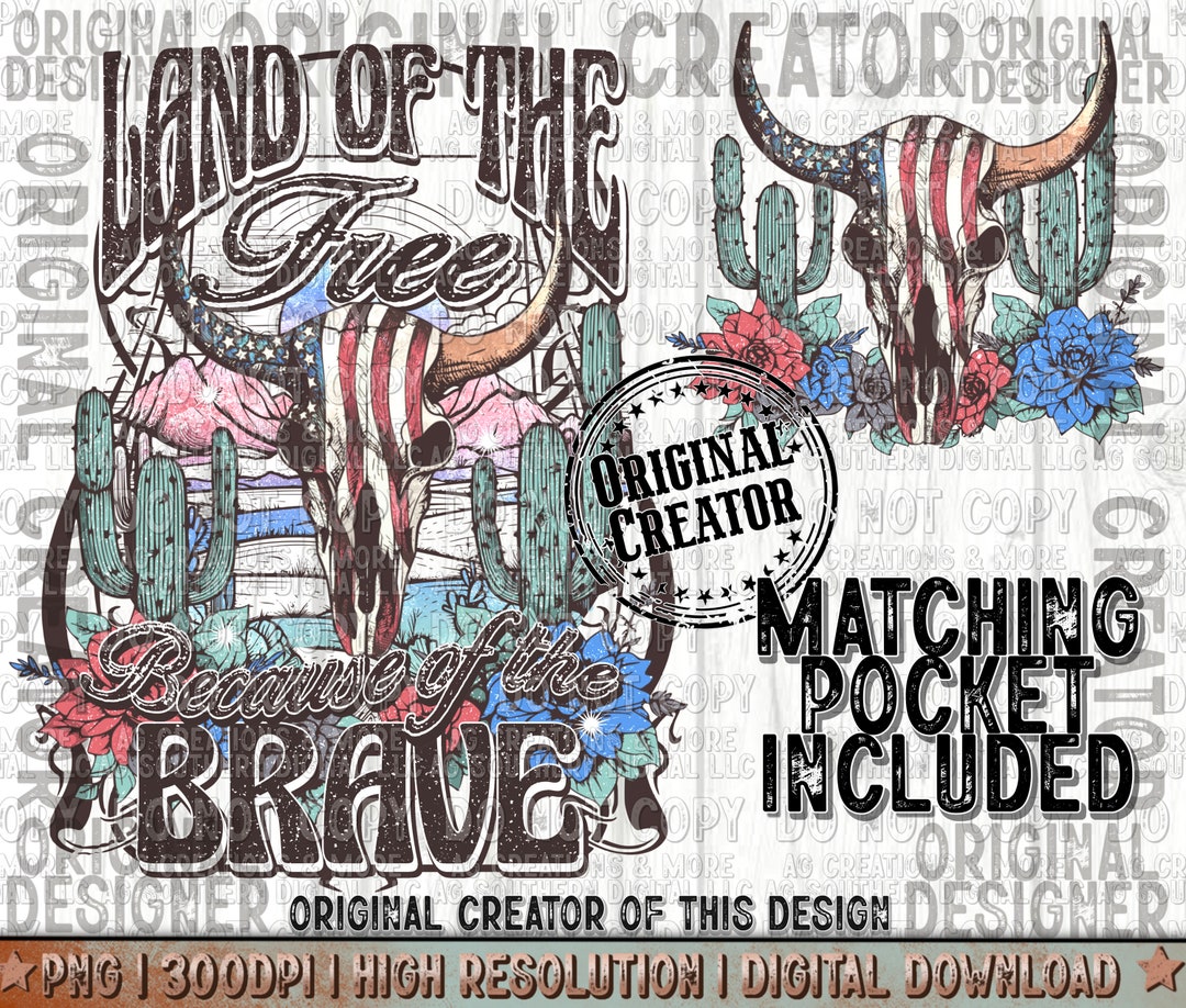 Western USA Png, American Flag Boho Png Land of the Free Png, Pocket ...
