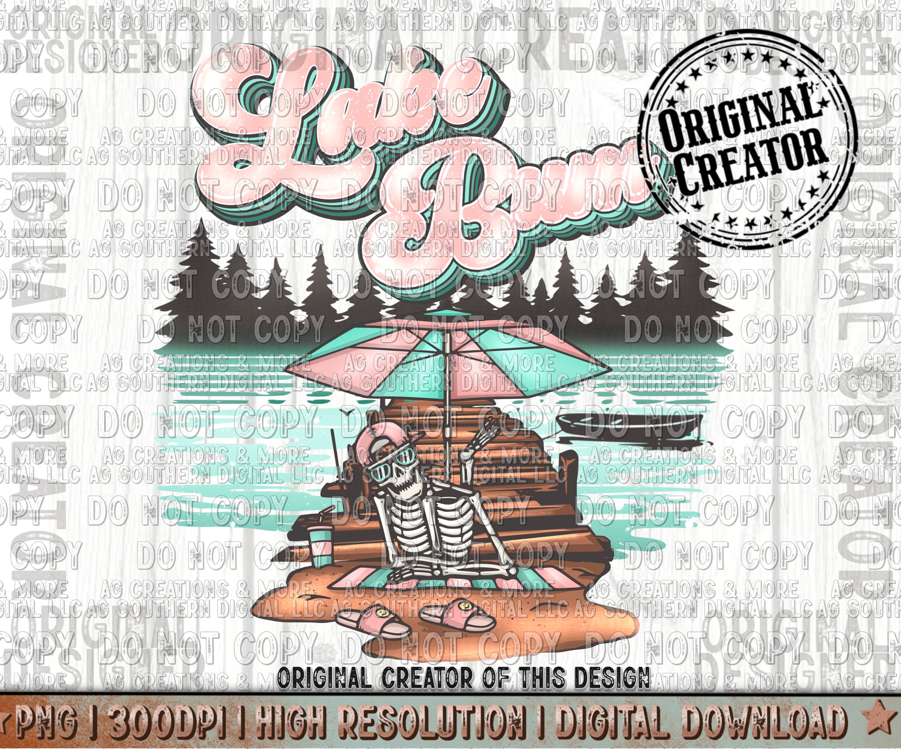 Lake Bum Skeleton Png, Trendy Png, Lake Design, Sublimation Png ...