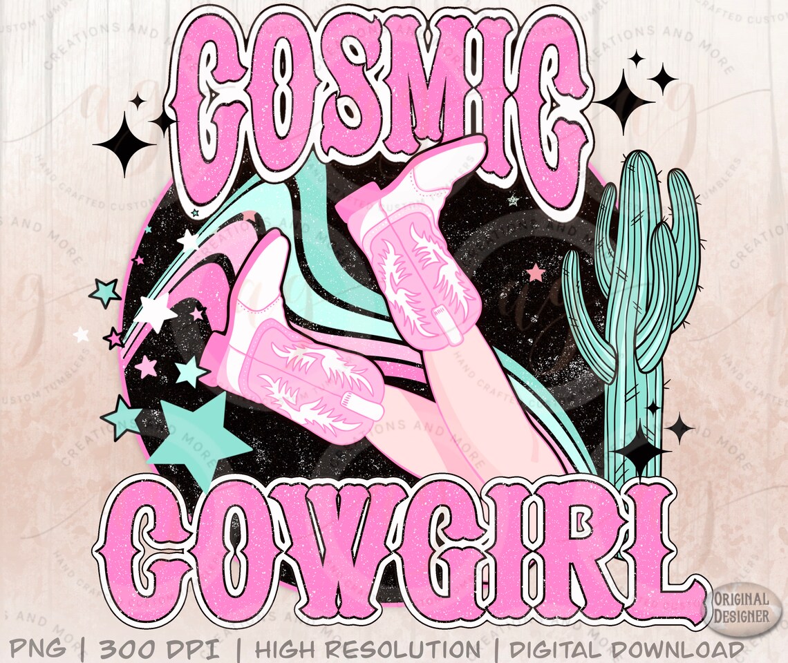 Western Cosmic Cowgirl Png Western Retro Png Western Png - Etsy