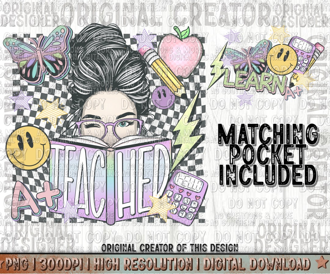 Trendy Retro Teacher Png, Back to School Design, Sublimation Png ...