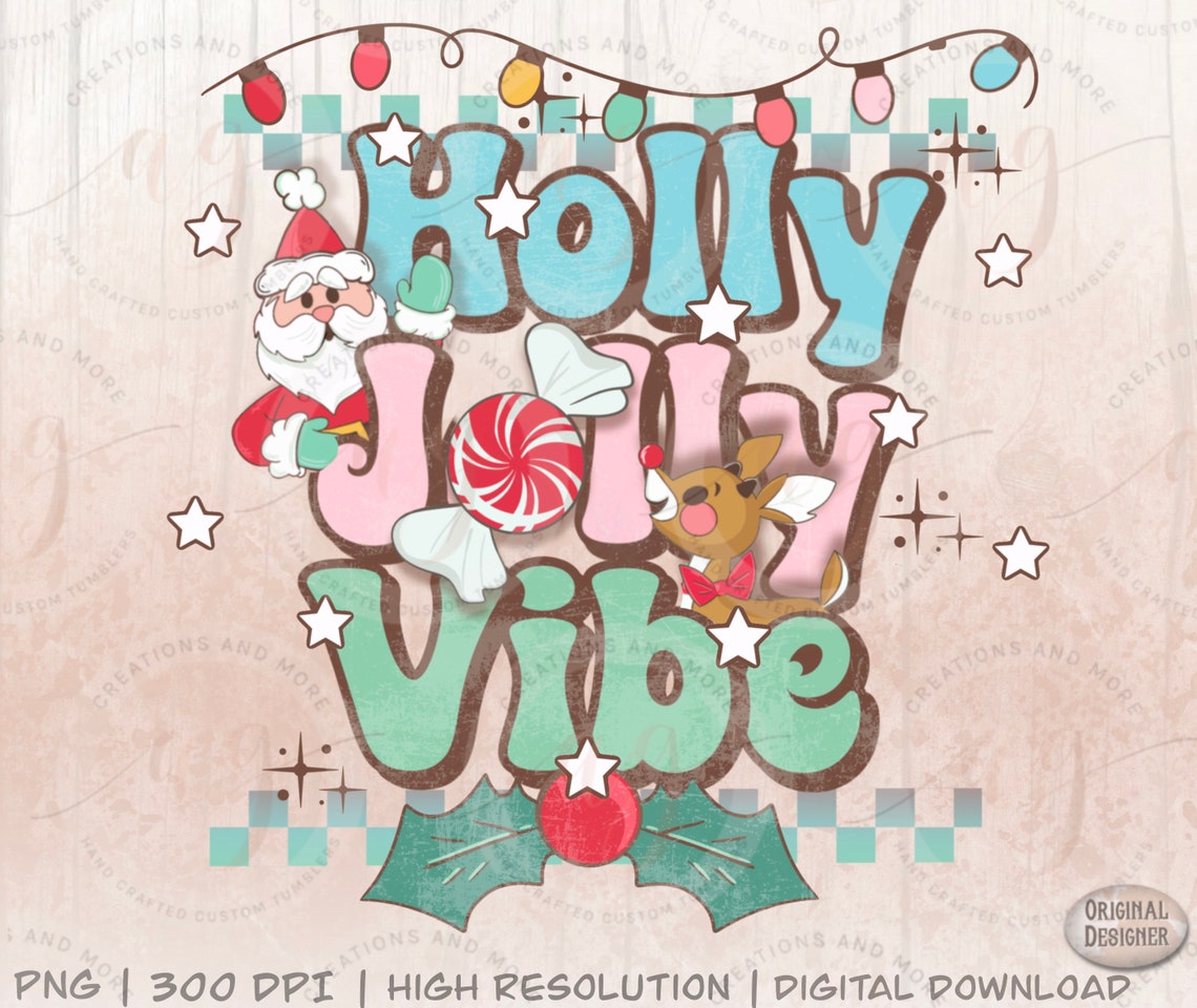 Christmas PNG Holly Jolly Vibe Png Retro Christmas Png - Etsy