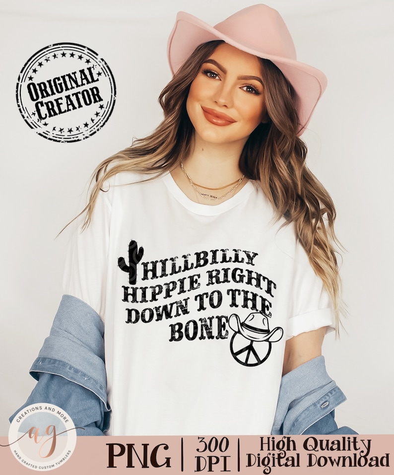 Western Png Single Color Hillbilly Hippie Right Down to the - Etsy