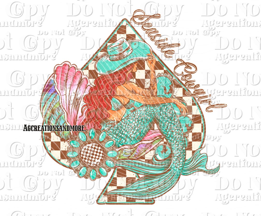 Yallternative Seaside Cowgirl Mermaid PNG, Western Design, Trendy ...