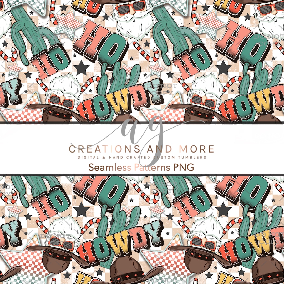 Western Christmas Png Seamless Pattern Howdy Santa Png | Western Png ...