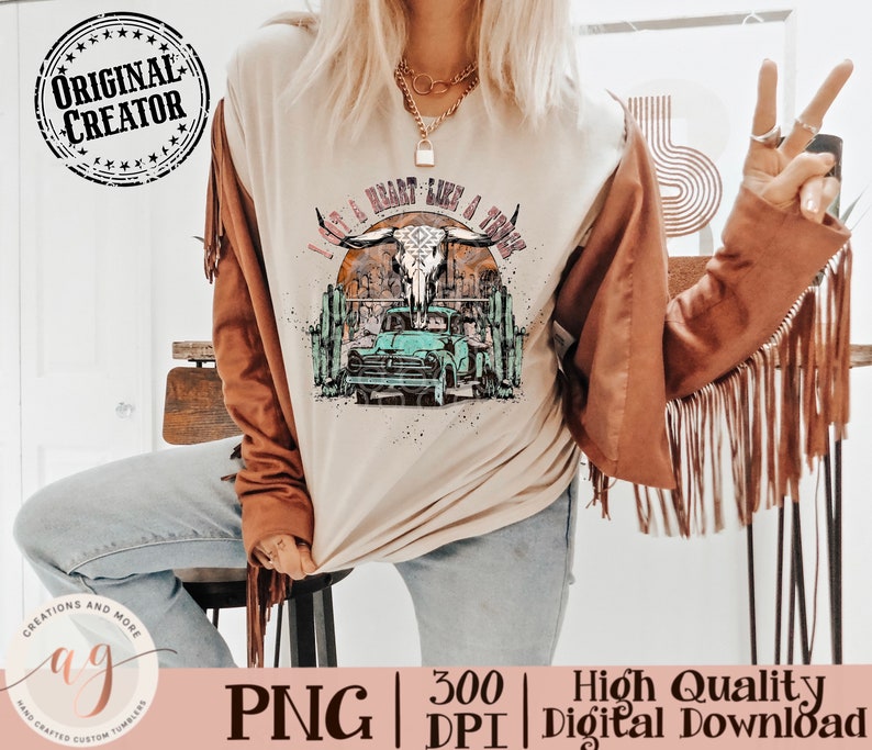 Heart Like A Truck Png Western Sunset Cowgirl PNG - Etsy