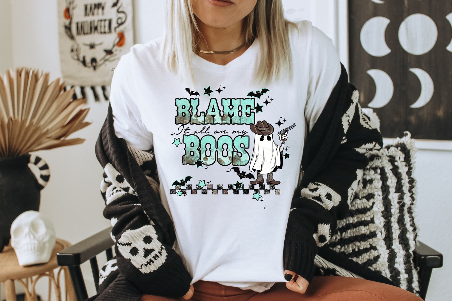 Western Retro Ghost Halloween Png Blame It All on My Boos PNG - Etsy