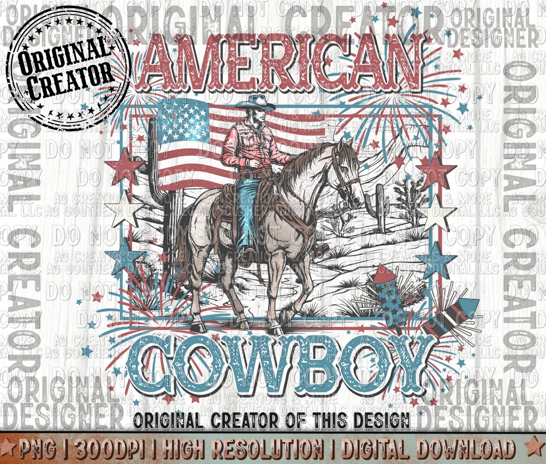 Western USA Png, American Flag Cowboy Png 4th July Png, Pocket Set ...
