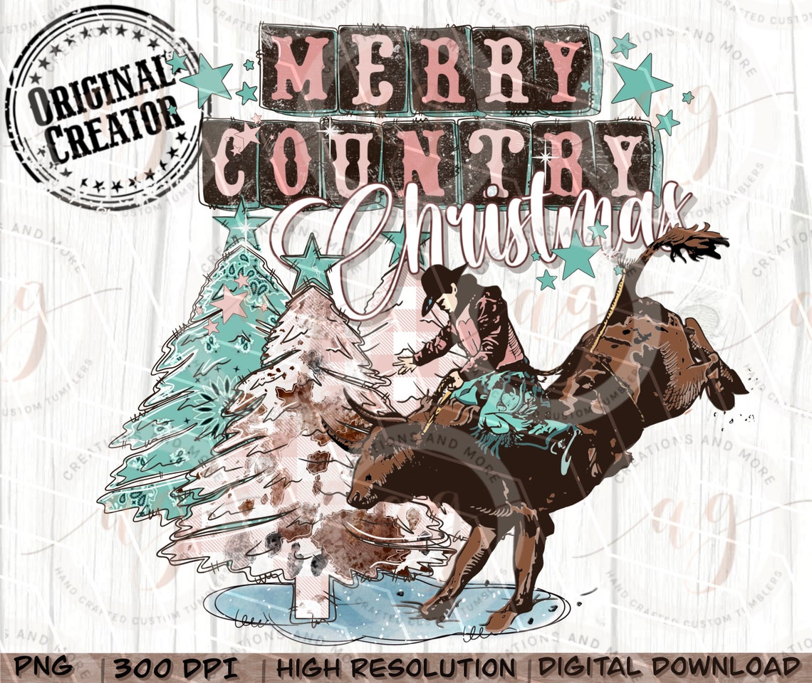 Western Christmas Png Merry Country Christmas Png Bull - Etsy