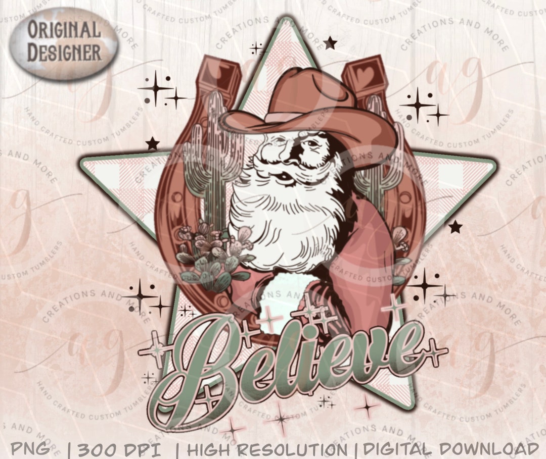 Western Cowboy Santa Png | Christmas Png | Cowboy Santa Png | Merry ...
