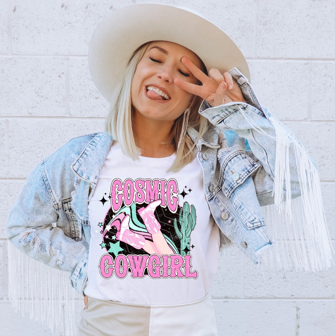 Western Cosmic Cowgirl Png Western Retro Png Western Png - Etsy