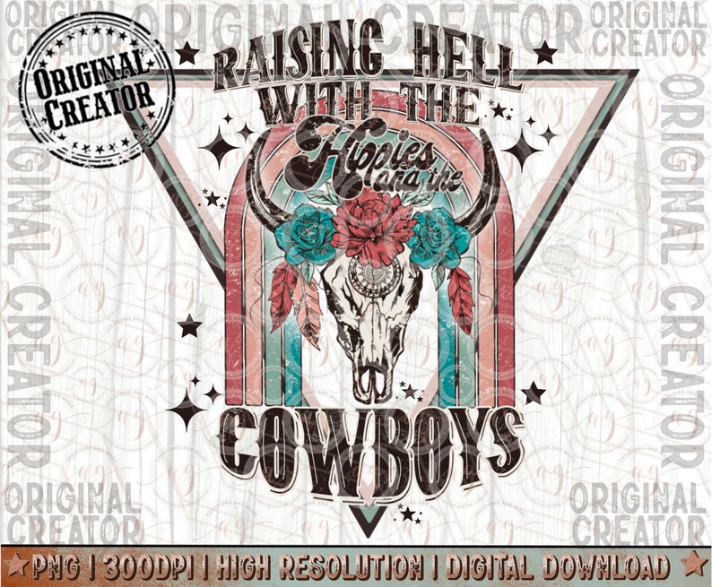 Western Raising Hell With the Hippies and the Cowboys | PNG | Digital ...