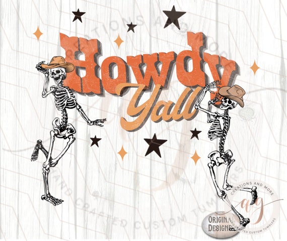 Western Retro Howdy Yall Dancing Skeleton PNG Sublimation - Etsy