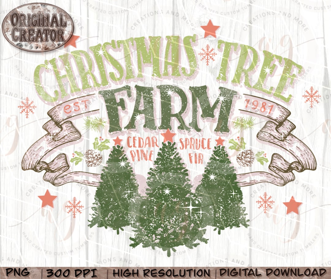 Christmas Tree Farm PNG | Christmas Png | Retro Christmas Png ...