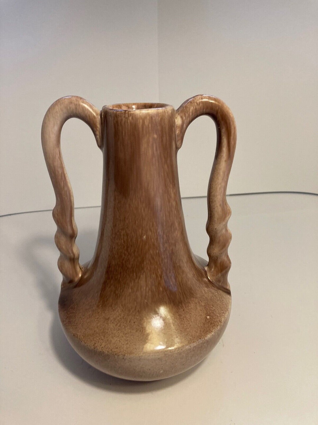 MCM Gonder Brown Double Handled Pottery Vase H-5 USA Gonder Ceramic ...