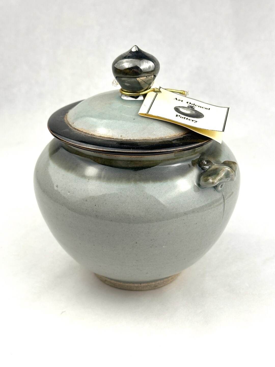 Covered Pottery Tea Jar Dish by Art Odeneal Signed Earth Tones - Etsy