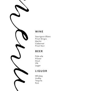 Custom Wedding Bar Menu/sign - Etsy