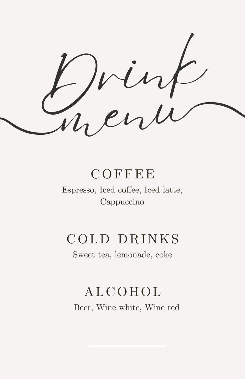 Custom Wedding Bar Menu/sign - Etsy