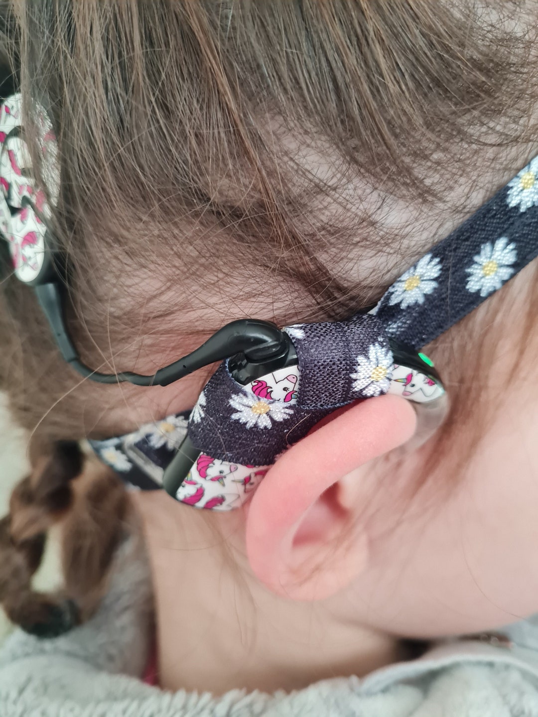 Headband for Implants and Hearing Aids, Flower Pattern, Adjustable or ...