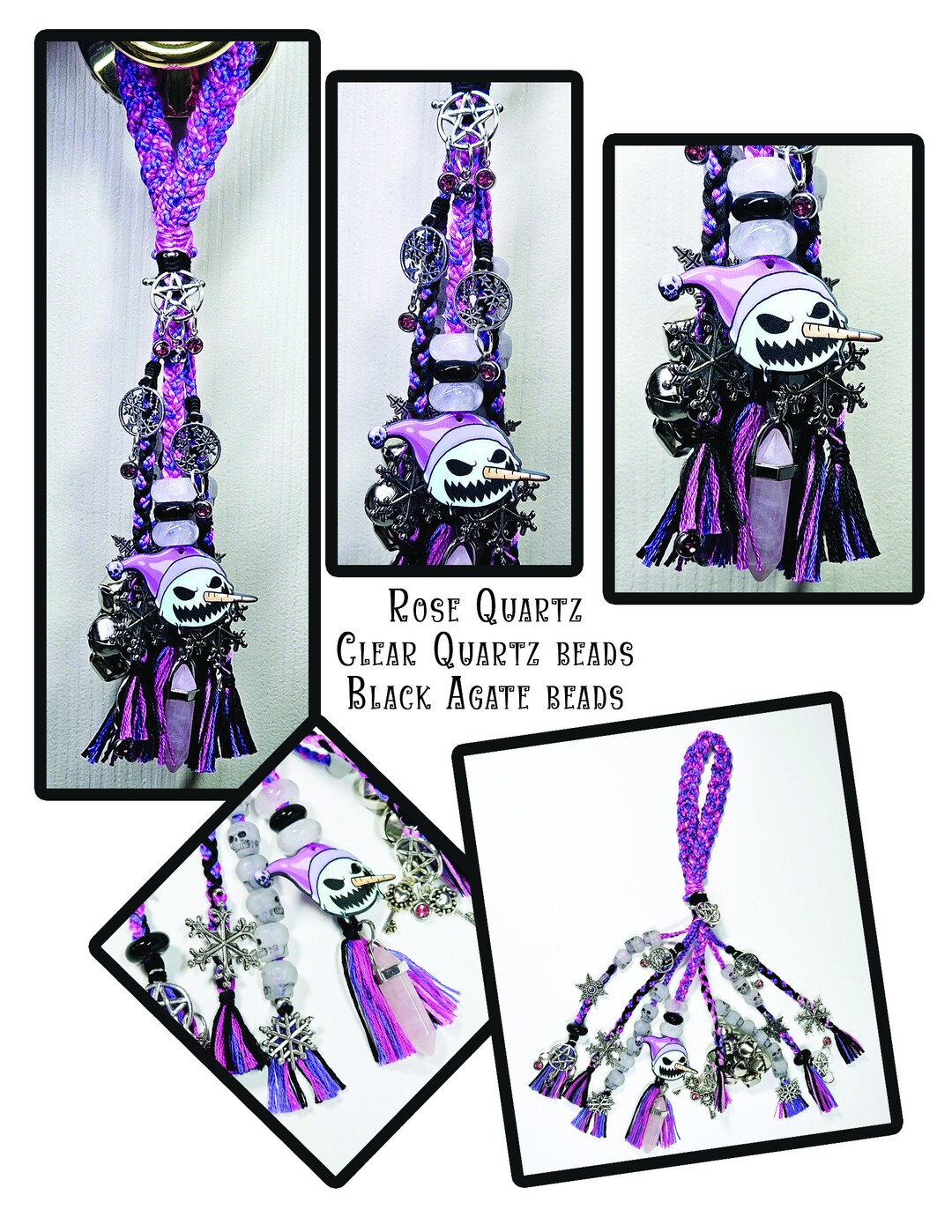 Creepy Christmas Witch Bells With Rose Quartz Clear Quartz & - Etsy