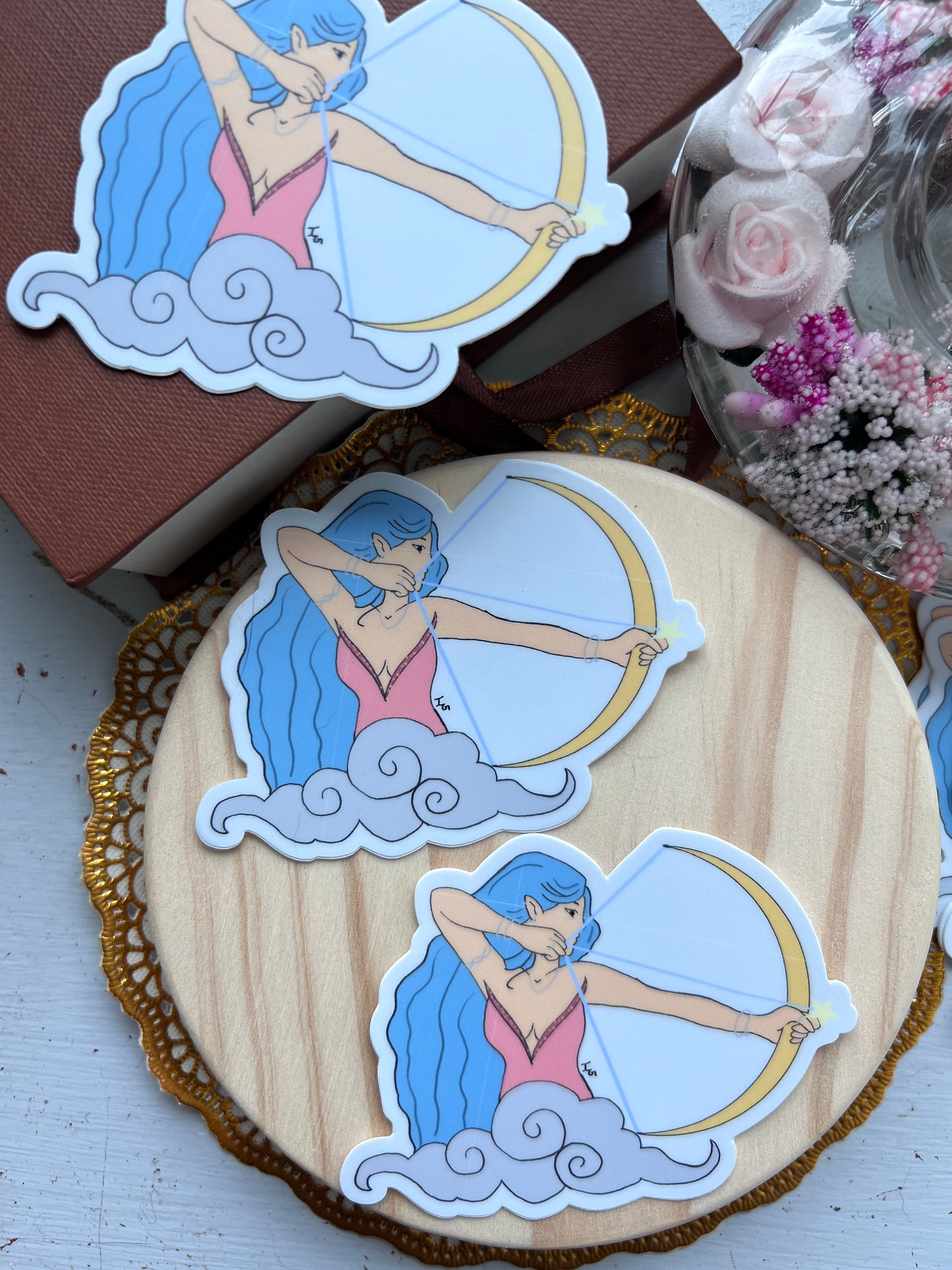 Celestial Bow and Arrow Girl, Die Cut Sticker, Vinyl Sticker - Etsy