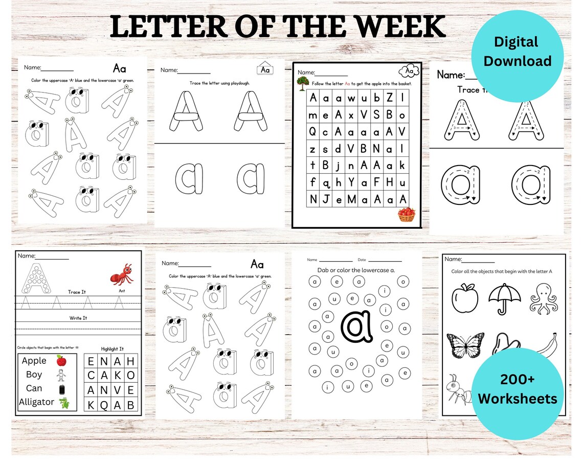 Letter of the Week Worksheets Printable, Alphabet Busy Book, Learning ...
