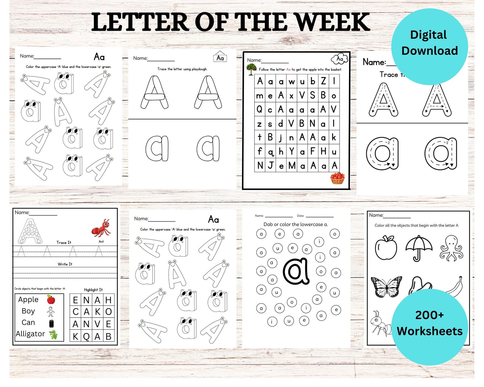 Letter of the Week Worksheets Printable, Alphabet Busy Book, Learning ...