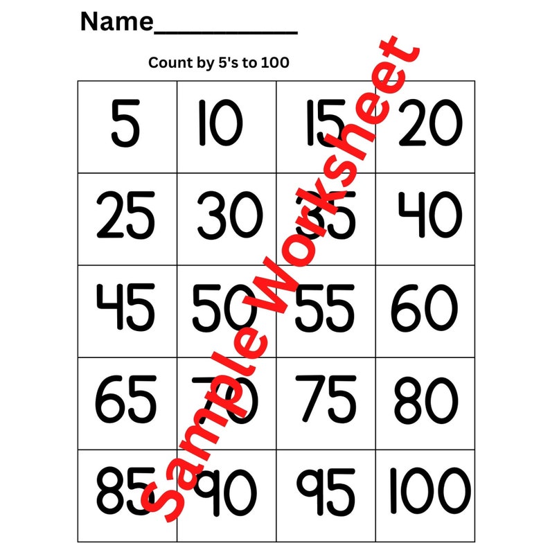 9 Printable Count by 5's & 10's Worksheet Chart. Printable Count by 5 ...