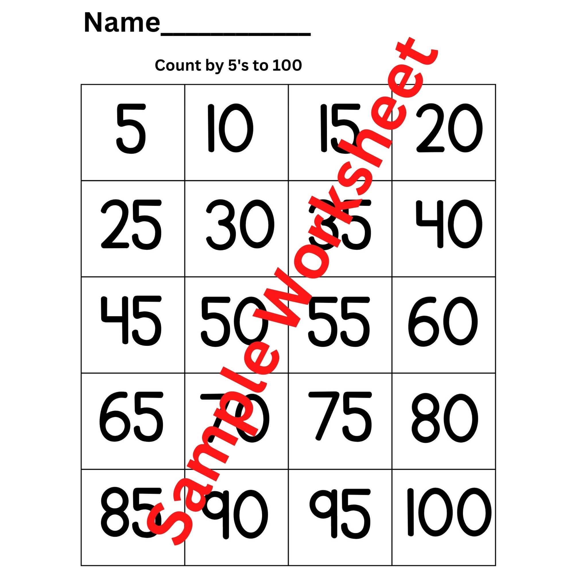 9 Printable Count by 5's & 10's Worksheet Chart. Printable Count by 5 ...