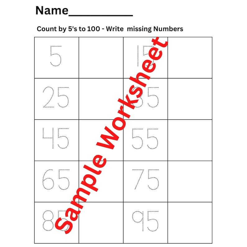 9 Printable Count by 5's & 10's Worksheet Chart. Printable Count by 5 and 10 Math Practice ...