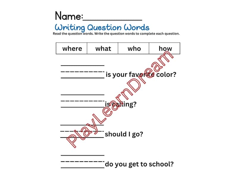 WH Family Question Words - Kindergarten - Homeshool- Learn to Read WH ...