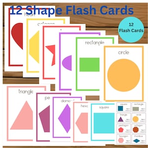 12 Geometric Shapes / Flash Cards Printable / Homeschool Preschool ...