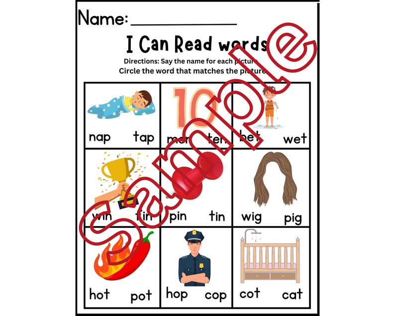 15 Kindergarten Reading Worksheets CVC Word Families Phonics Kids ...